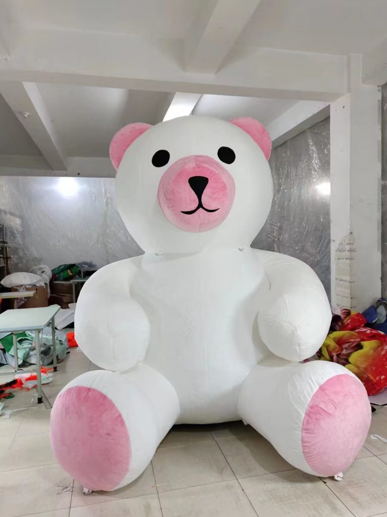 giant inflatable bear cartoon inflatable white plush bear-AIRART